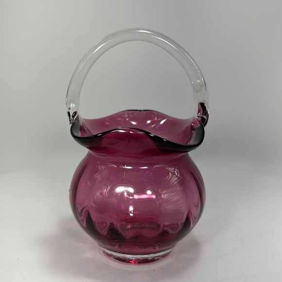 Pilgrim | Accents | Vintage Cranberry By Pilgrim Glass Basket | Poshmark